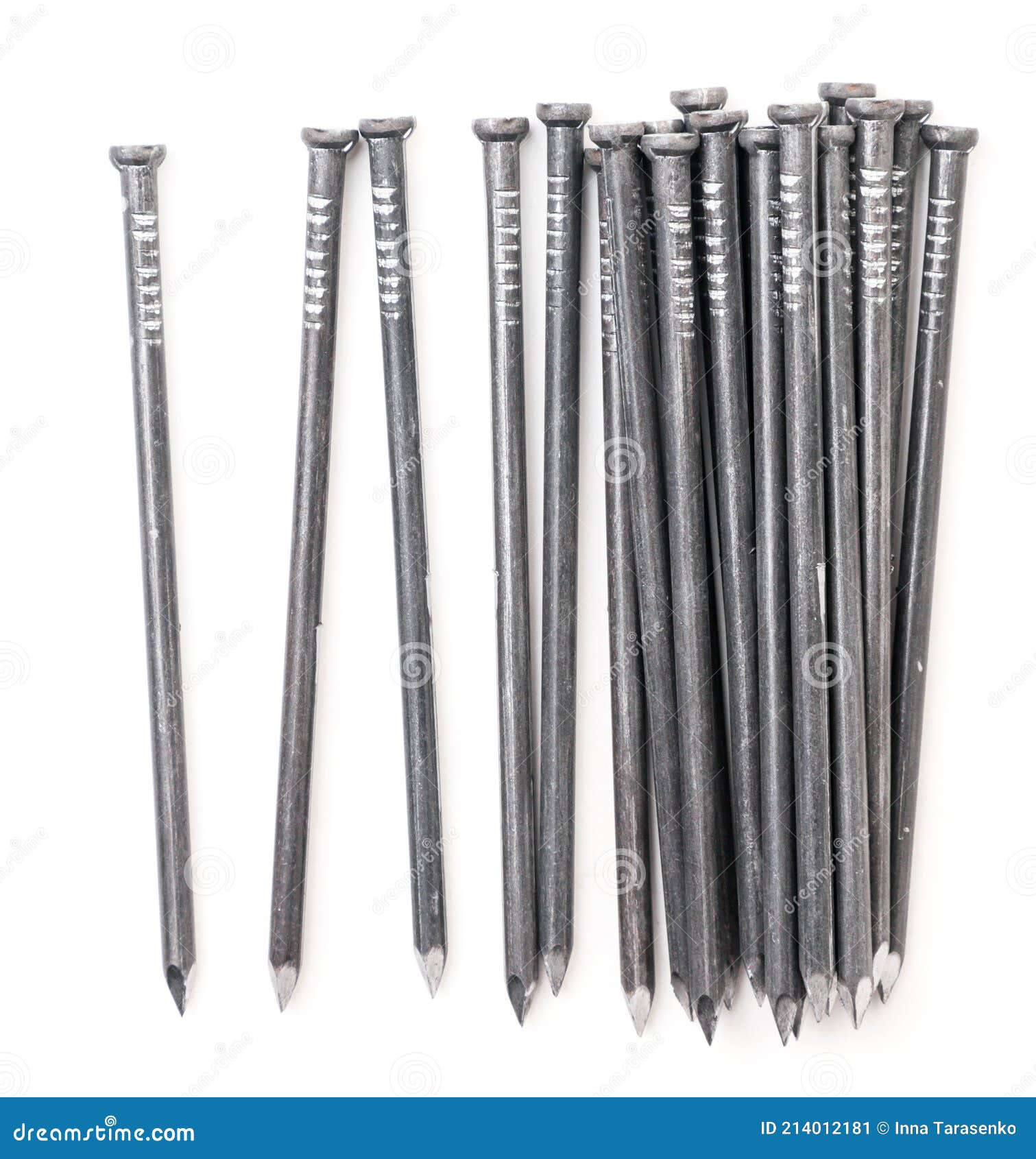 Metal Nails on White Background, Isolated. the View from Top Stock ...