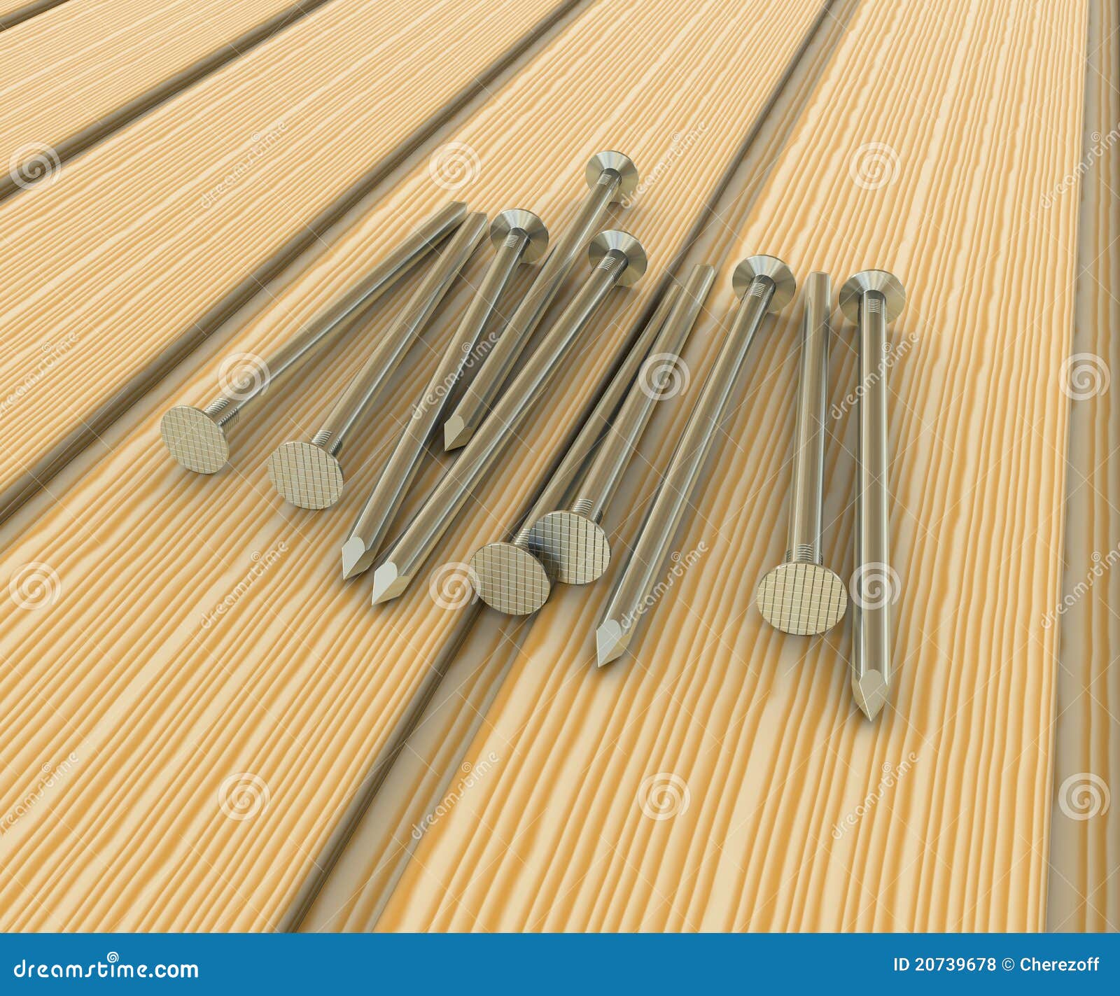 Metal Nails in Wooden Boards Stock Illustration - Illustration of knot ...