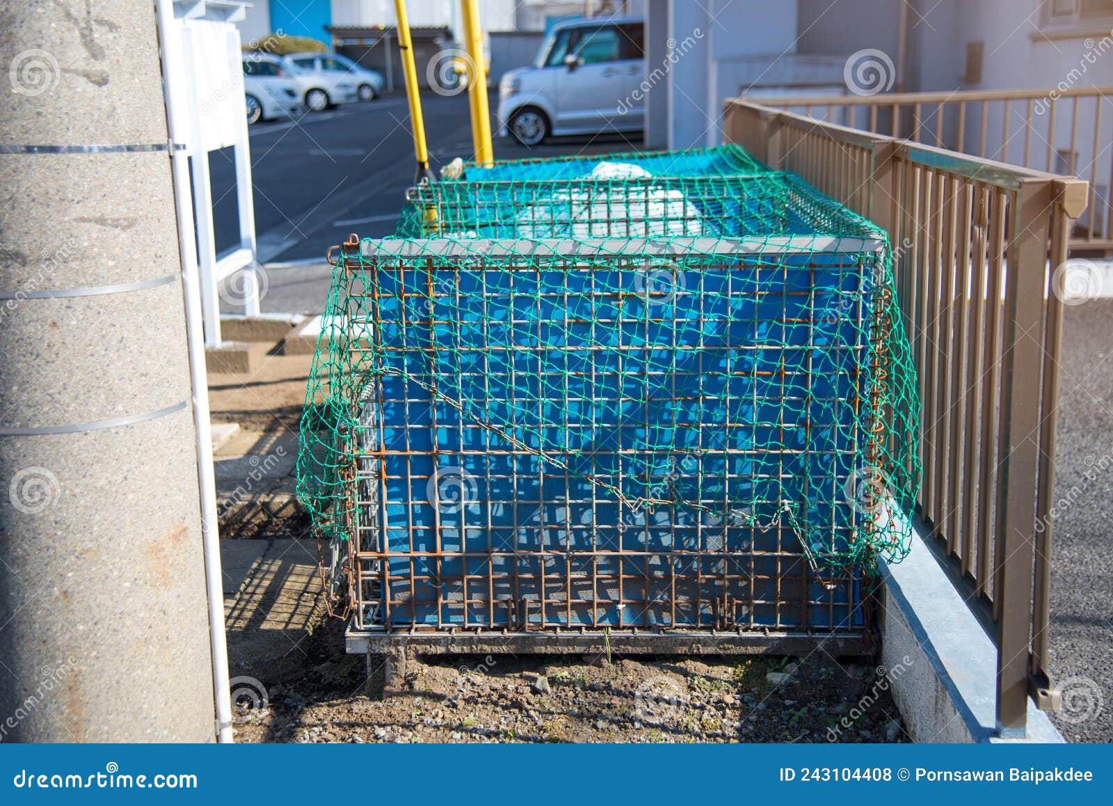 The Metal Net Box of Container for Collection of the Plastic Bottles ...