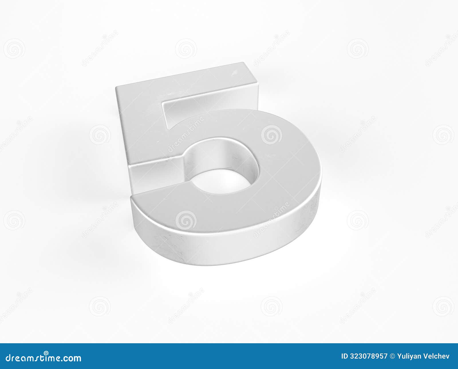 Number Five Decorated Royal Blue Rose With Leaves And Watercolor Splash ...