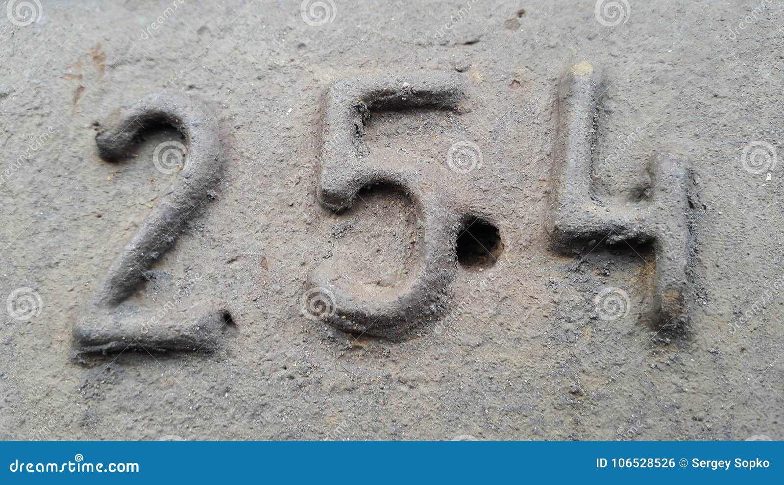 Metal Number 254. Texture of Rusty Metal in the Form of Figures 254 ...