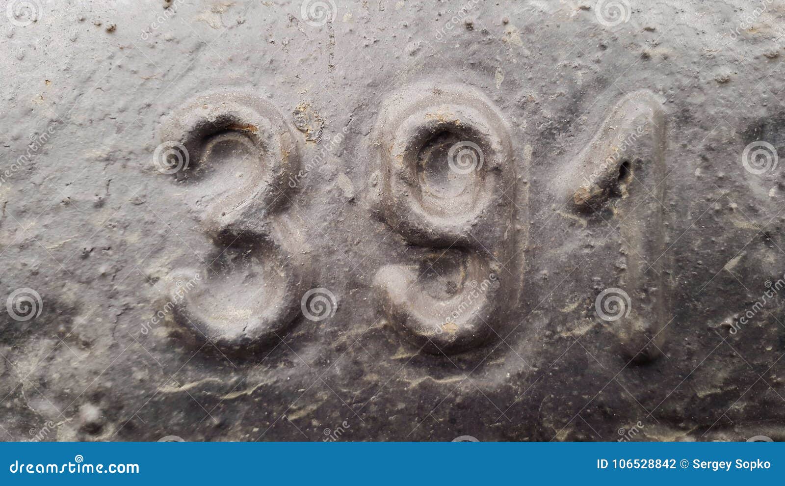 Metal Number 391. Texture of Rusty Metal in the Form of Figures 391 ...