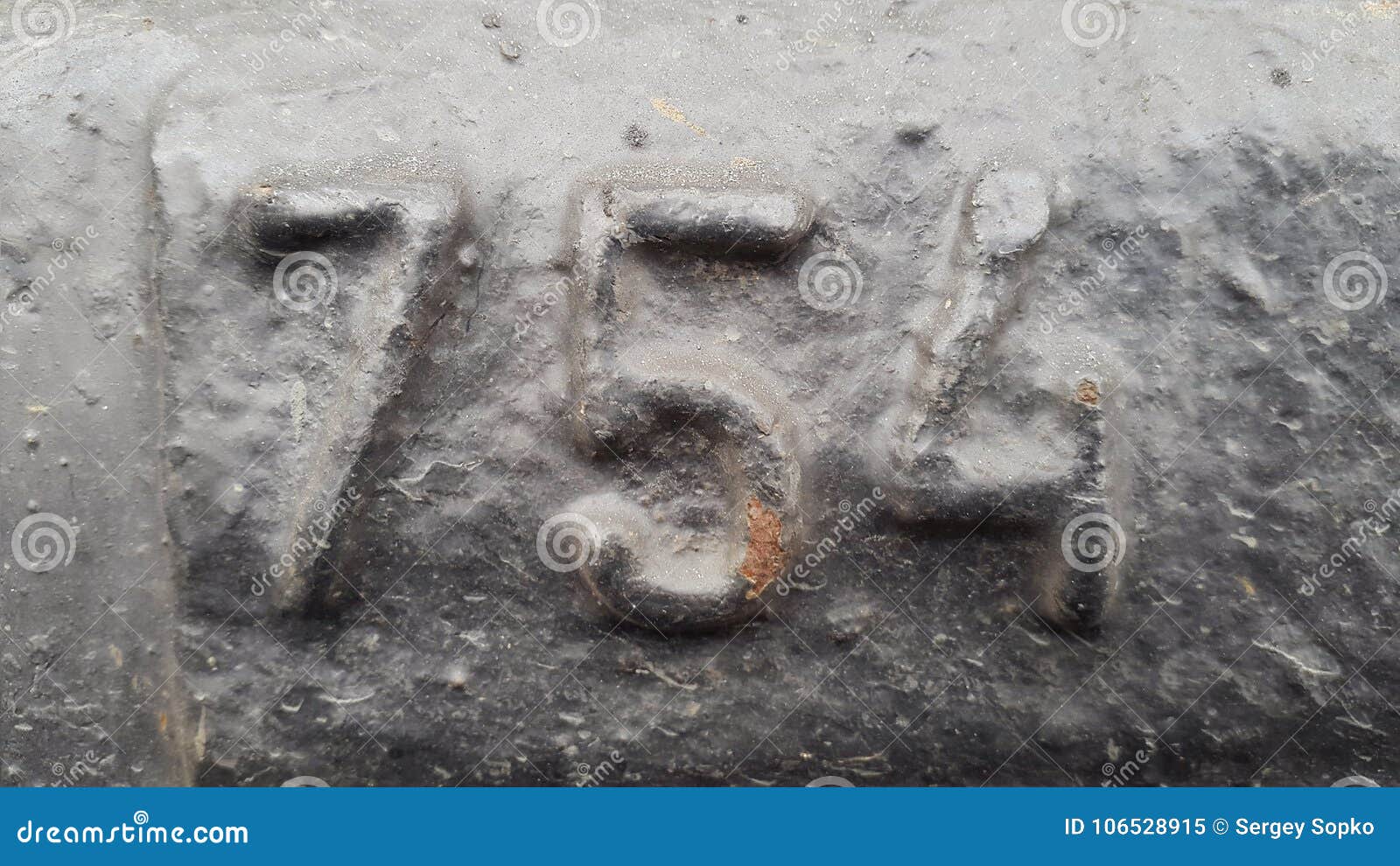 Metal Number 754. Texture of Rusty Metal in the Form of Figures 754 ...