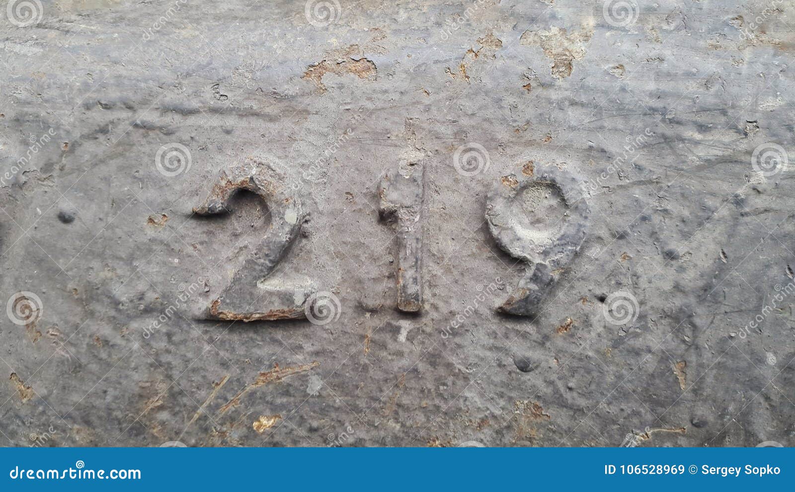 Metal Number 219. Texture of Rusty Metal in the Form of Figures 219 ...