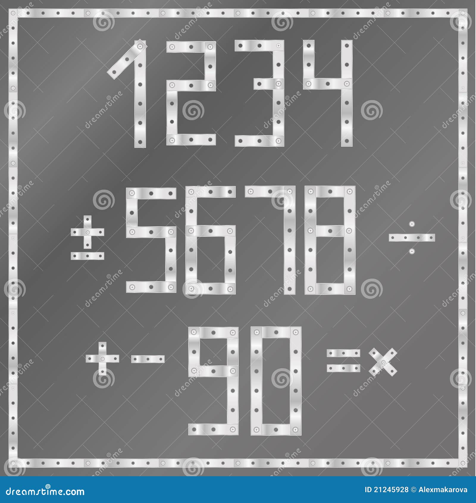 Metal numbers stock vector. Illustration of metal, font - 21245928