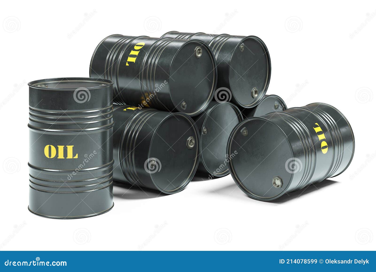 Metal Oil Barrels Isolated on White Background 3d Stock Illustration ...