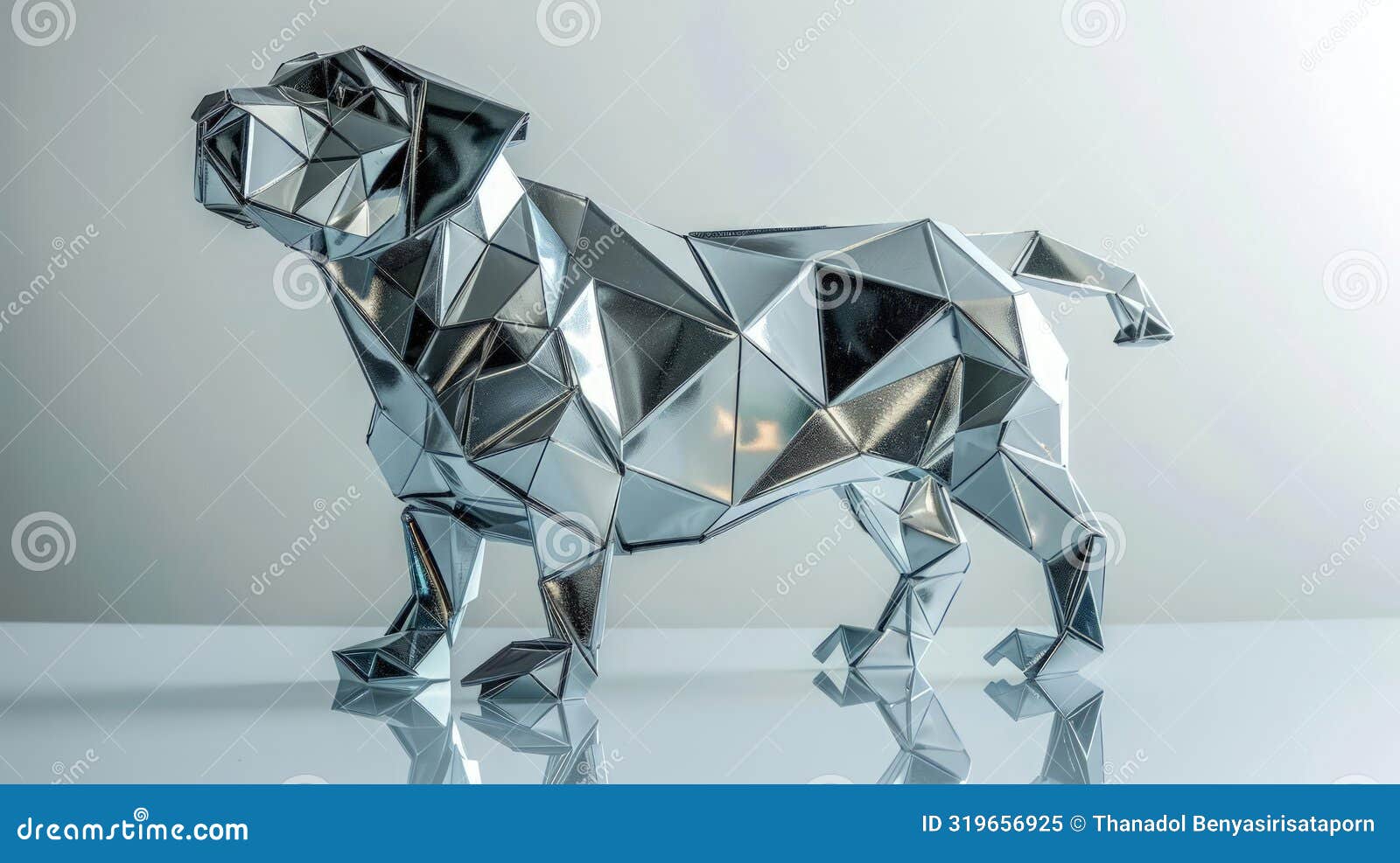A Metal Origami Dog Intricately Folded with Sharp Stock Illustration ...