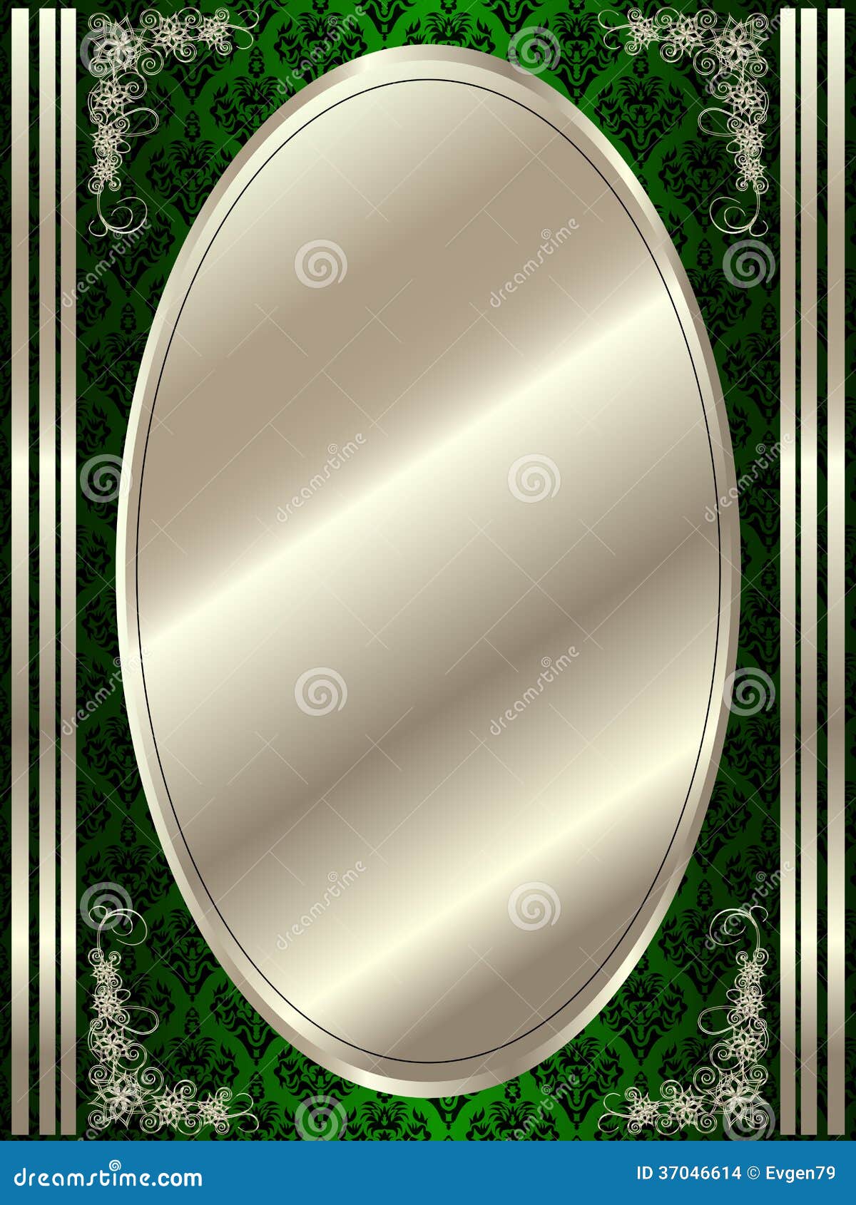 Metal Oval Frame with Decorative Elements Stock Vector - Illustration ...