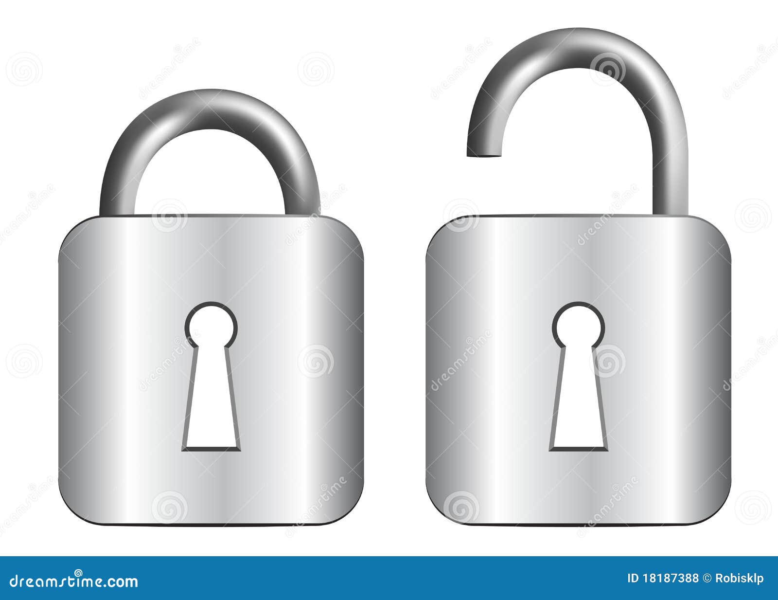 Metal padlock stock vector. Illustration of locked, unlocked - 18187388