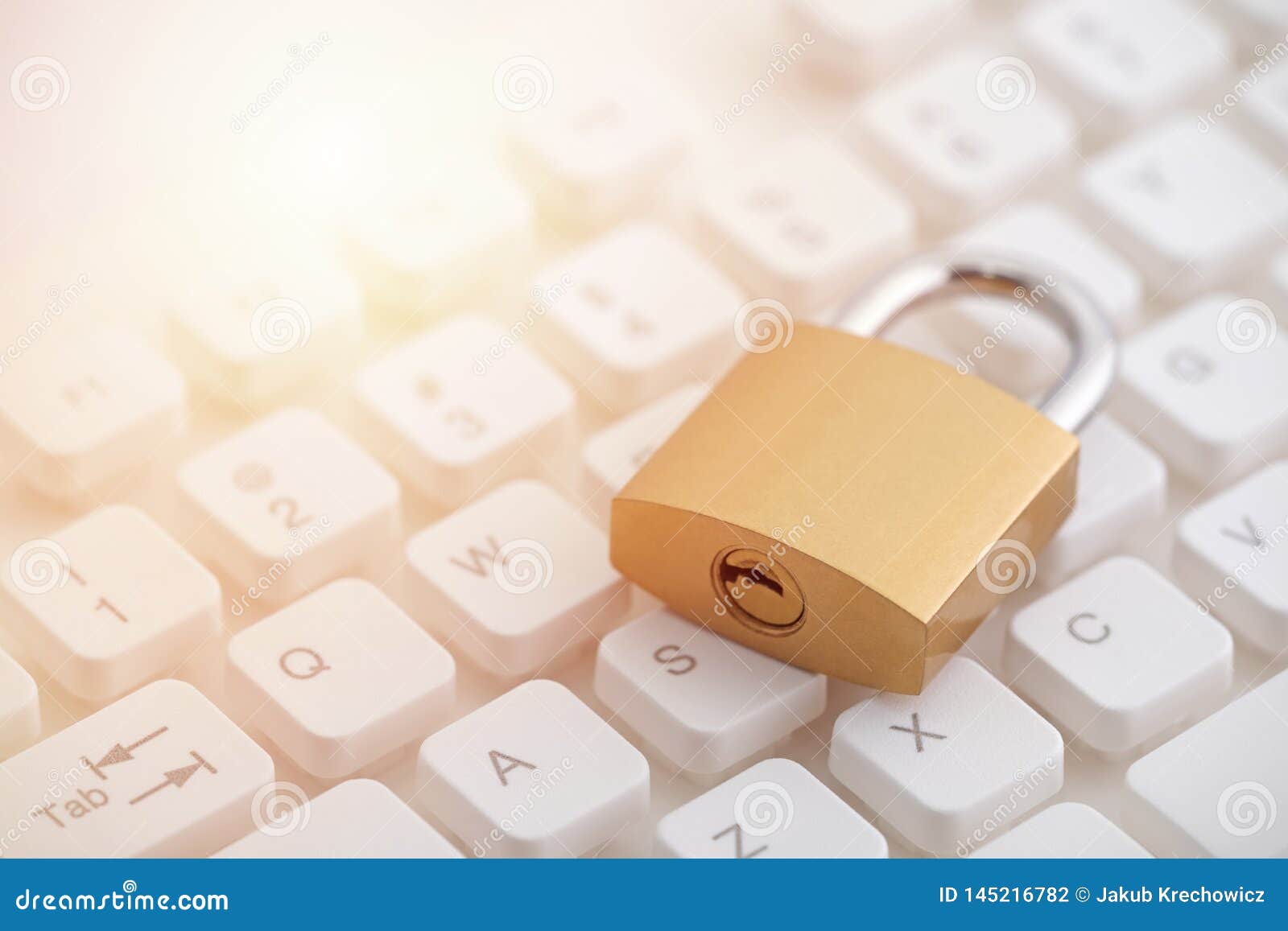 Metal Padlock on Computer Keyboard Stock Photo - Image of privacy ...
