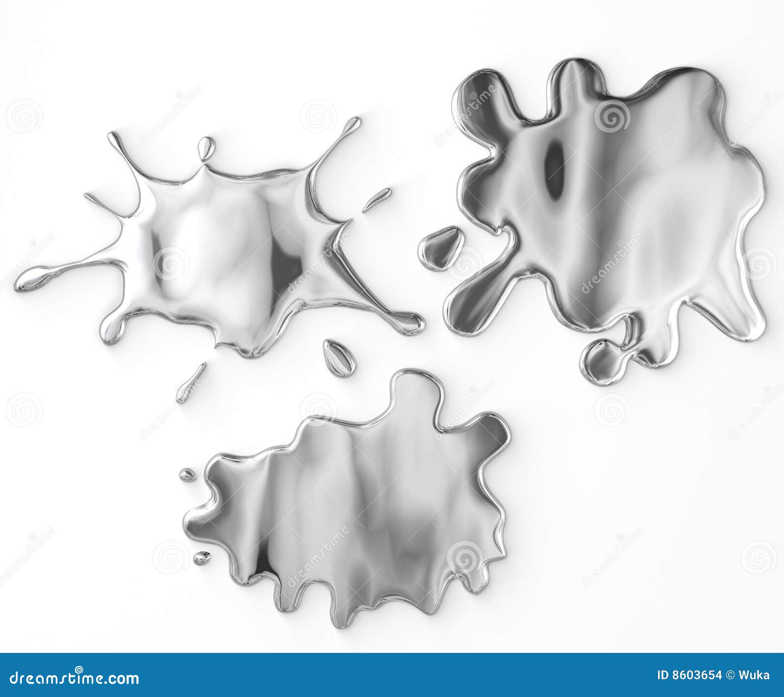 Metallic Paint Splashes Isolated on White Stock Illustration ...