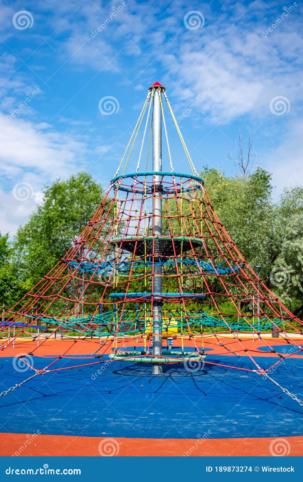 Metal Panel with Long Ropes in the Playground Under the Blue Sky Stock ...