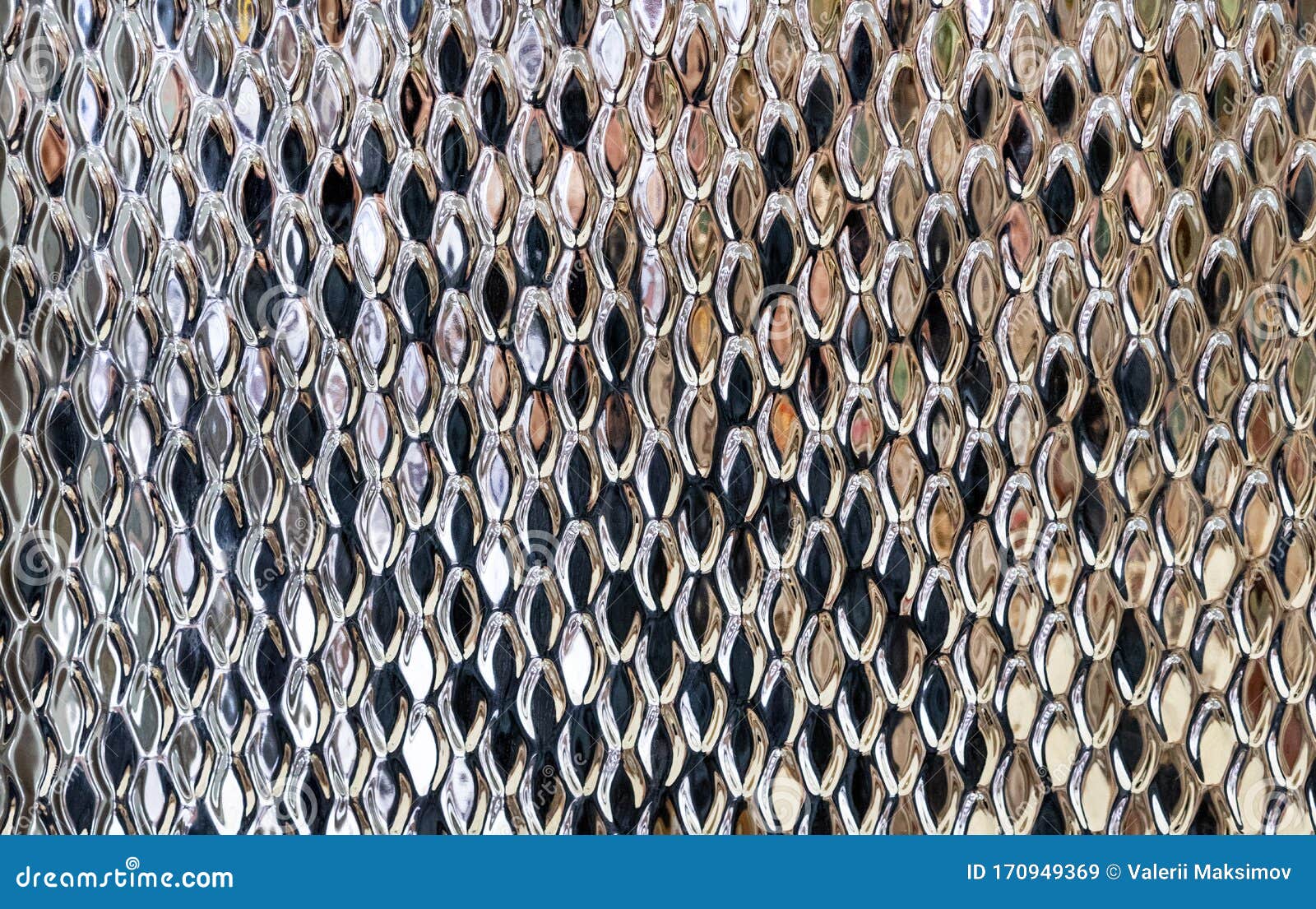 Metal Panel with Ornament in Form Fish Scale. Background with ...