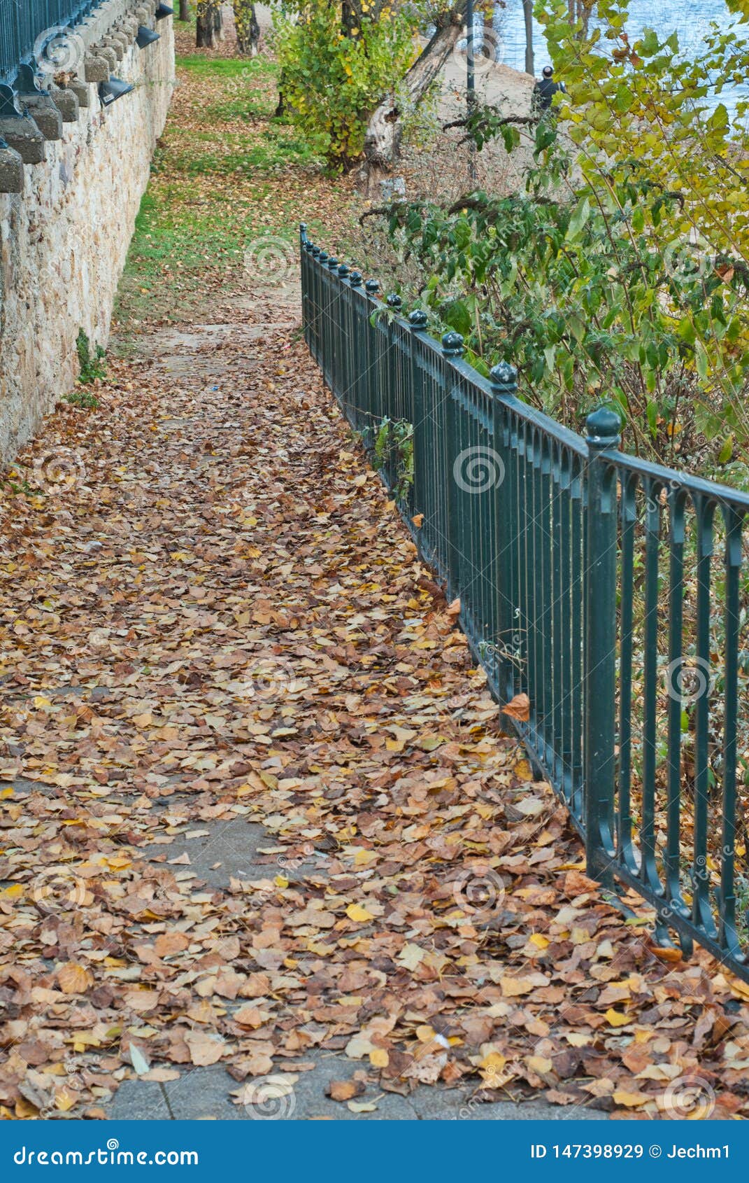Metal park railing stock image. Image of background - 147398929