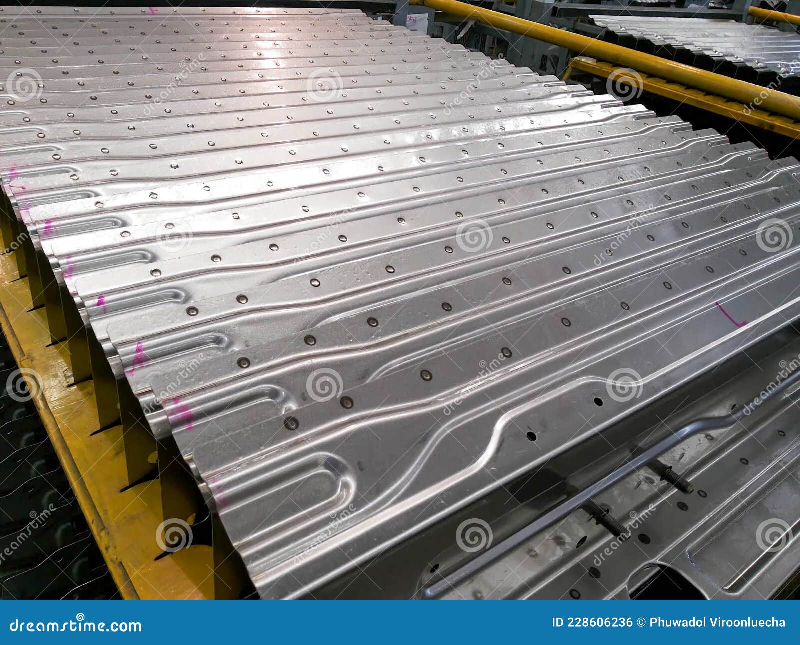 The Metal Parts in the Rack Line Up in a Pattern Stock Photo - Image of ...