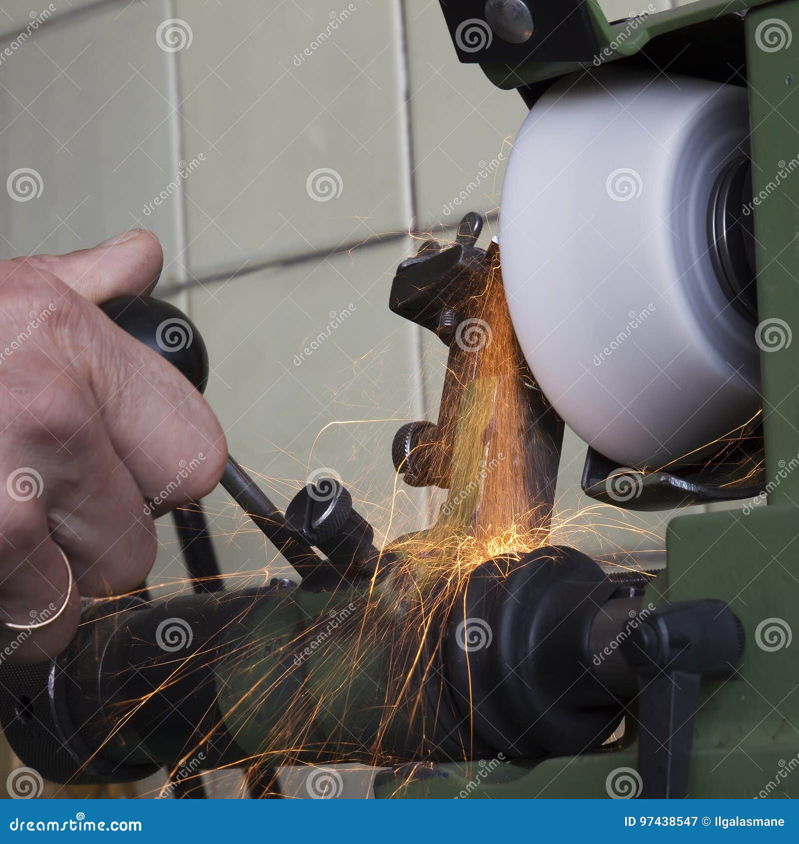 Metal Parts Sharpening,grinding in the Workshop,workers Hands,sparks ...