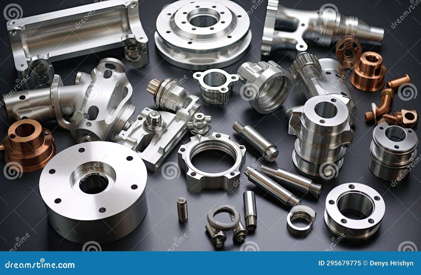 Metal Parts on a Sleek Black Surface Stock Illustration - Illustration ...