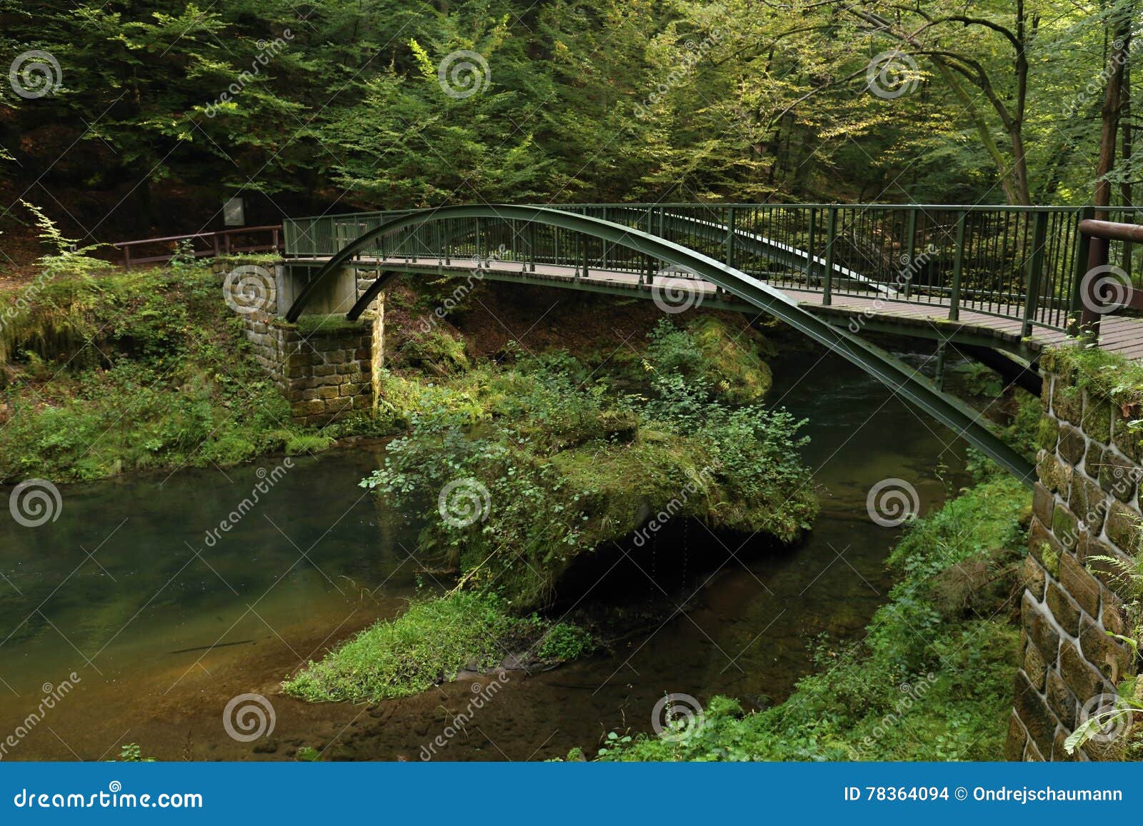 Metal Path Bridge Above the Stone Stock Photo - Image of park, tree ...