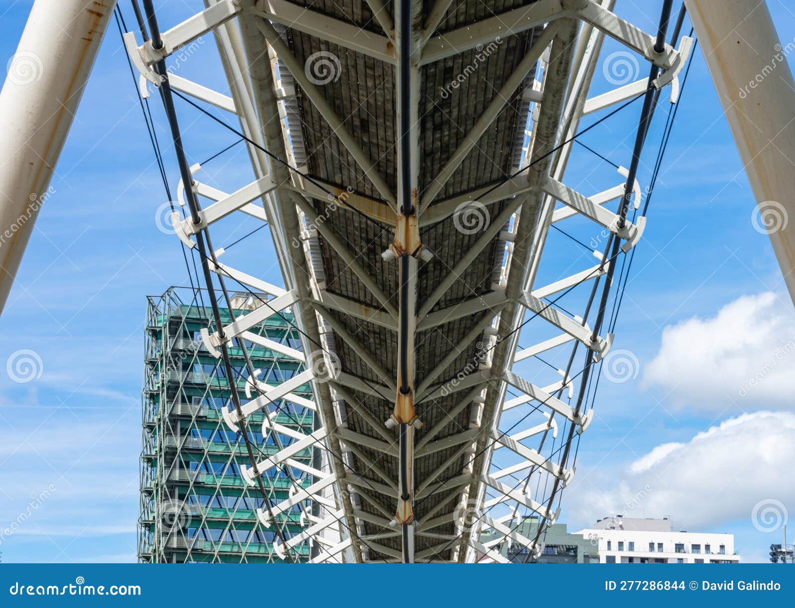 Metal Pedestrian Footbridge Over the River Stock Photo - Image of ...