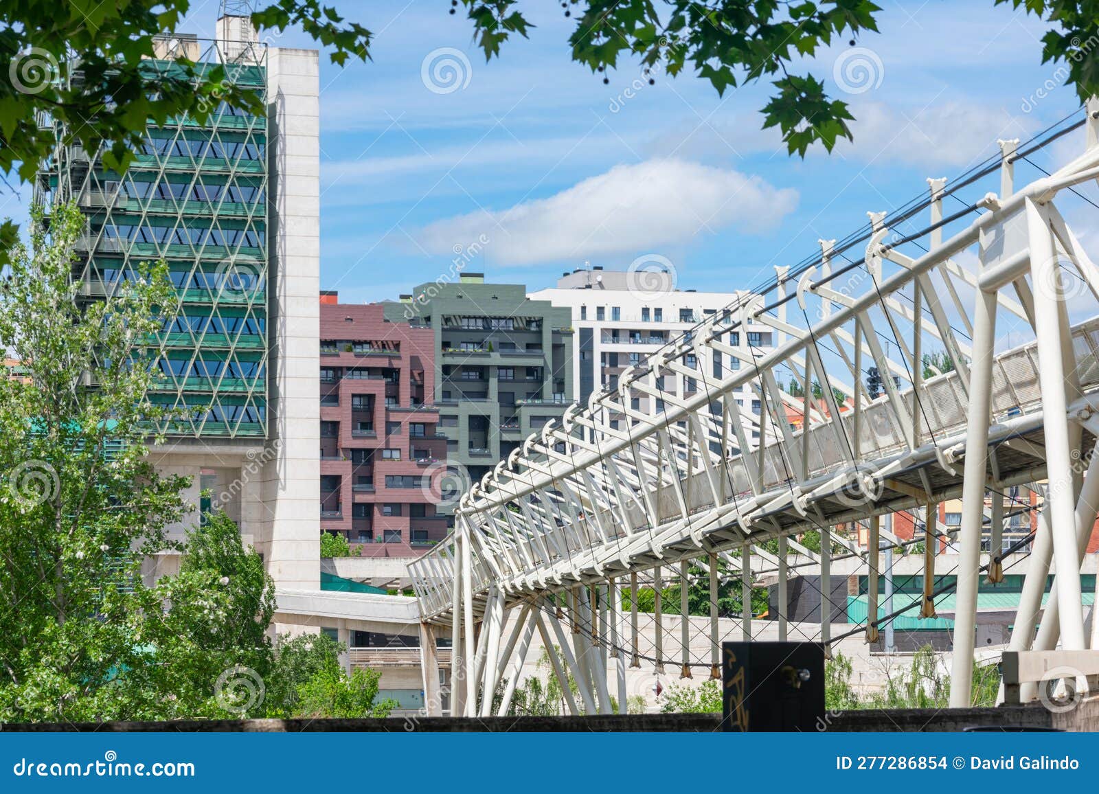Metal Pedestrian Footbridge Over the River Stock Photo - Image of path ...