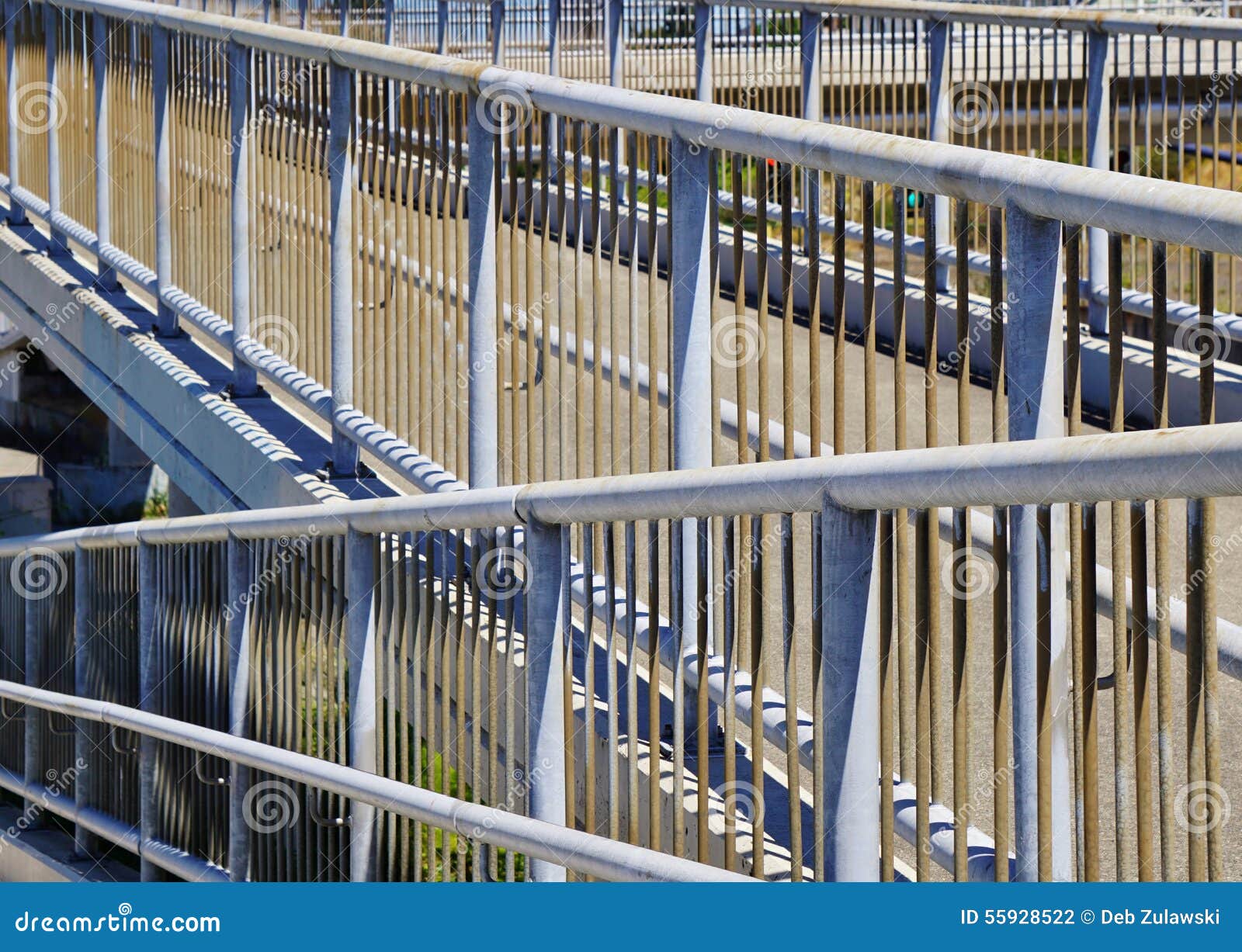 Metal Pedestrian Walking Overpass Railing Pattern Stock Photo - Image ...