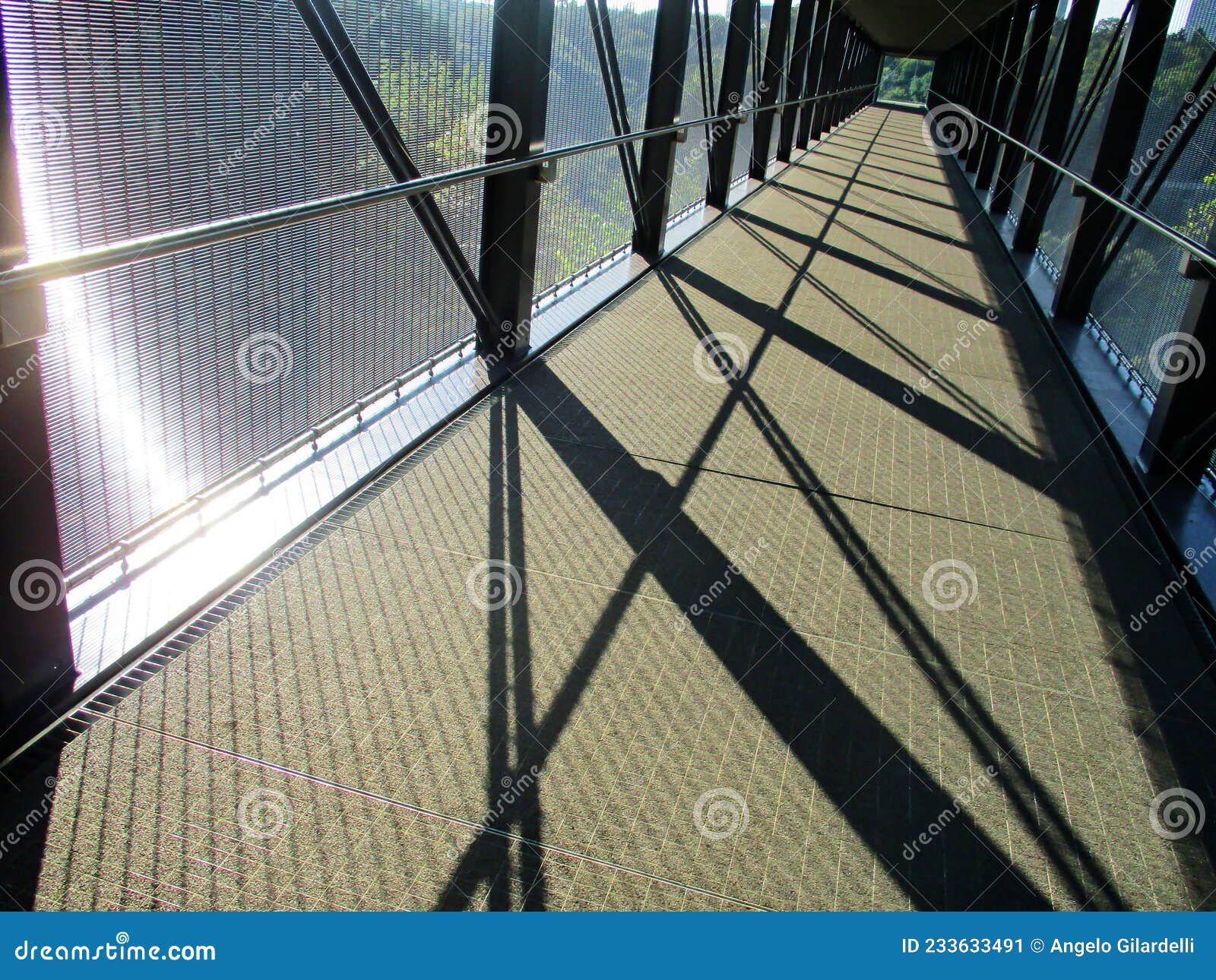 Metal Pedestrian Walkway and Suspended Cycle Path Stock Image - Image ...