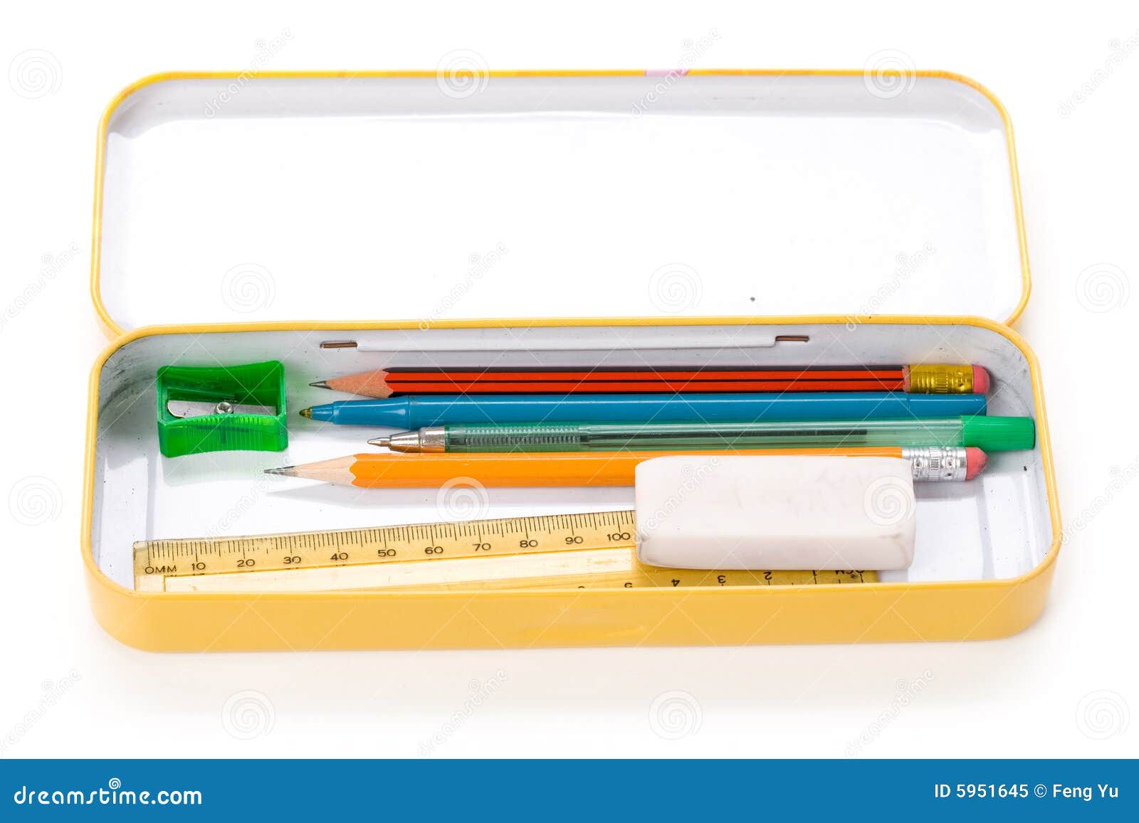 Metal pencil case stock image. Image of school, back, green - 5951645