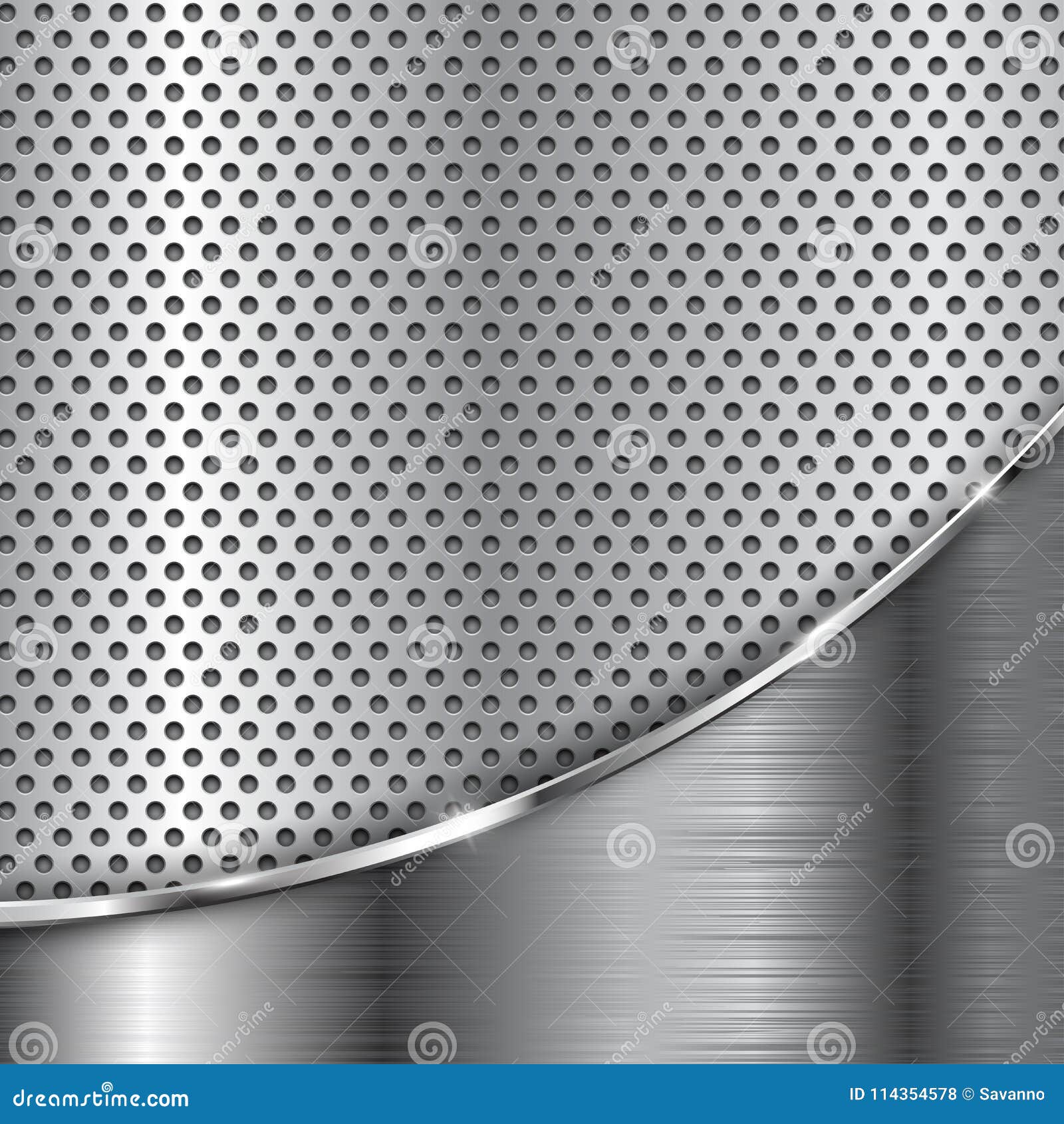 Metal Perforated Background With Chrome Wave Stock Vector ...