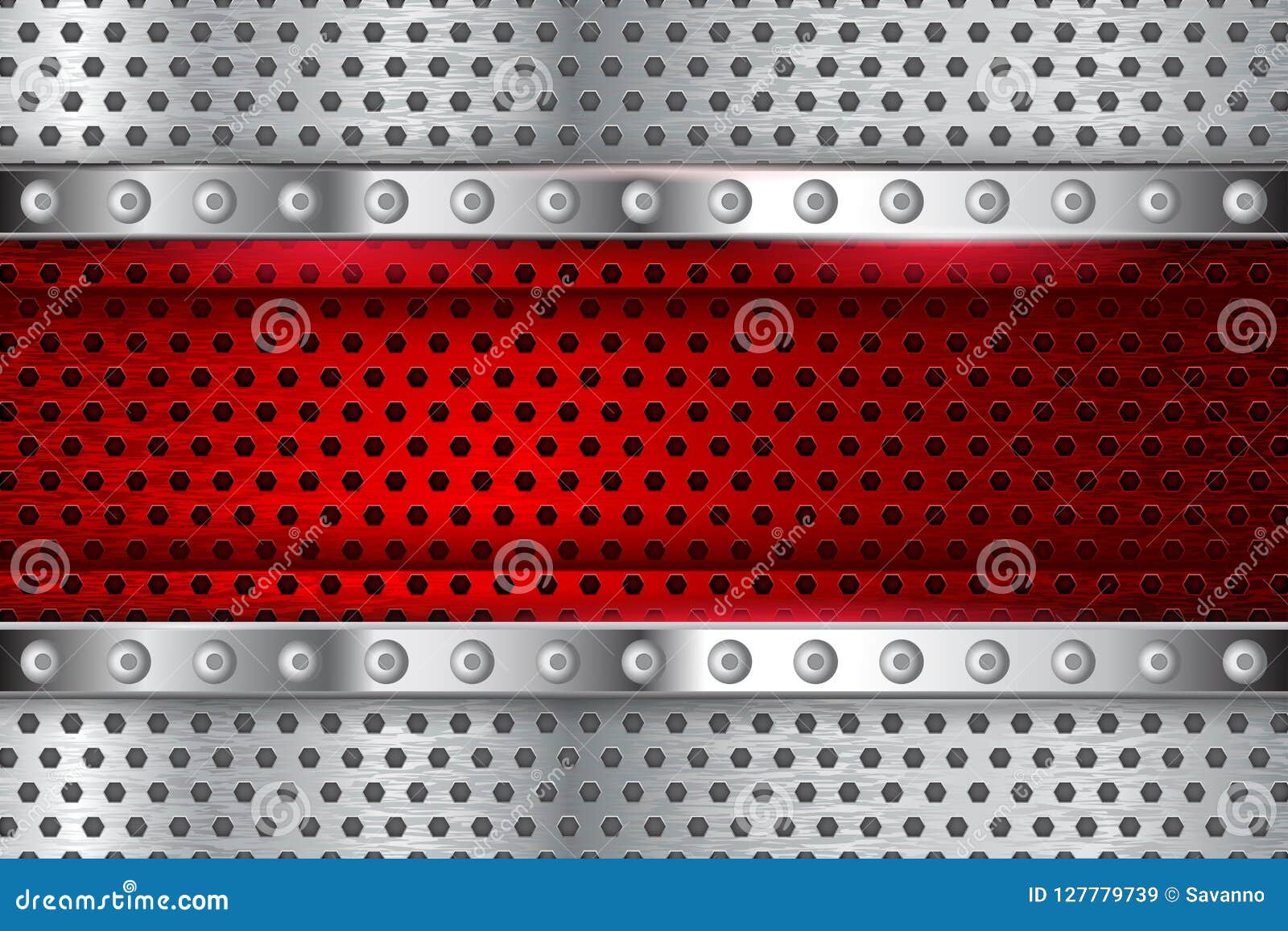 Metal Perforated Texture with Red Element Stock Vector - Illustration ...