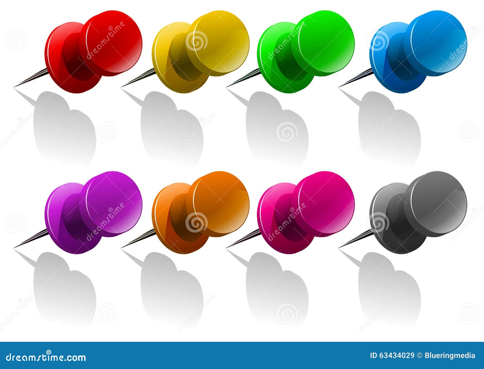 Metal pin in many colors stock vector. Illustration of clipart - 63434029