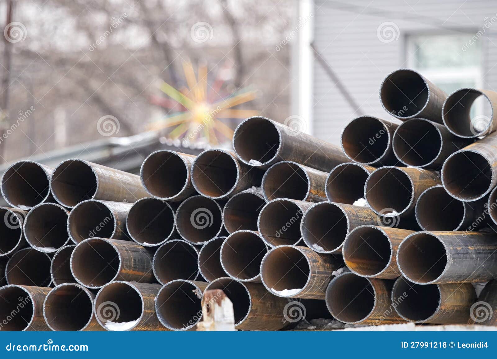 Metal Pipe Colours Of Russian Flag In Crones Of Trees Stock Photography ...