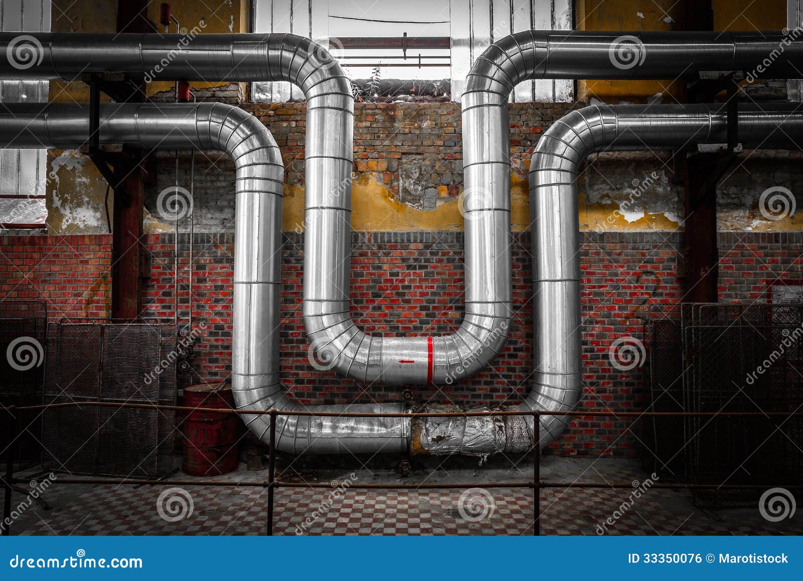 Metal Pipe Cable in an Old Desolate Firm Stock Illustration ...