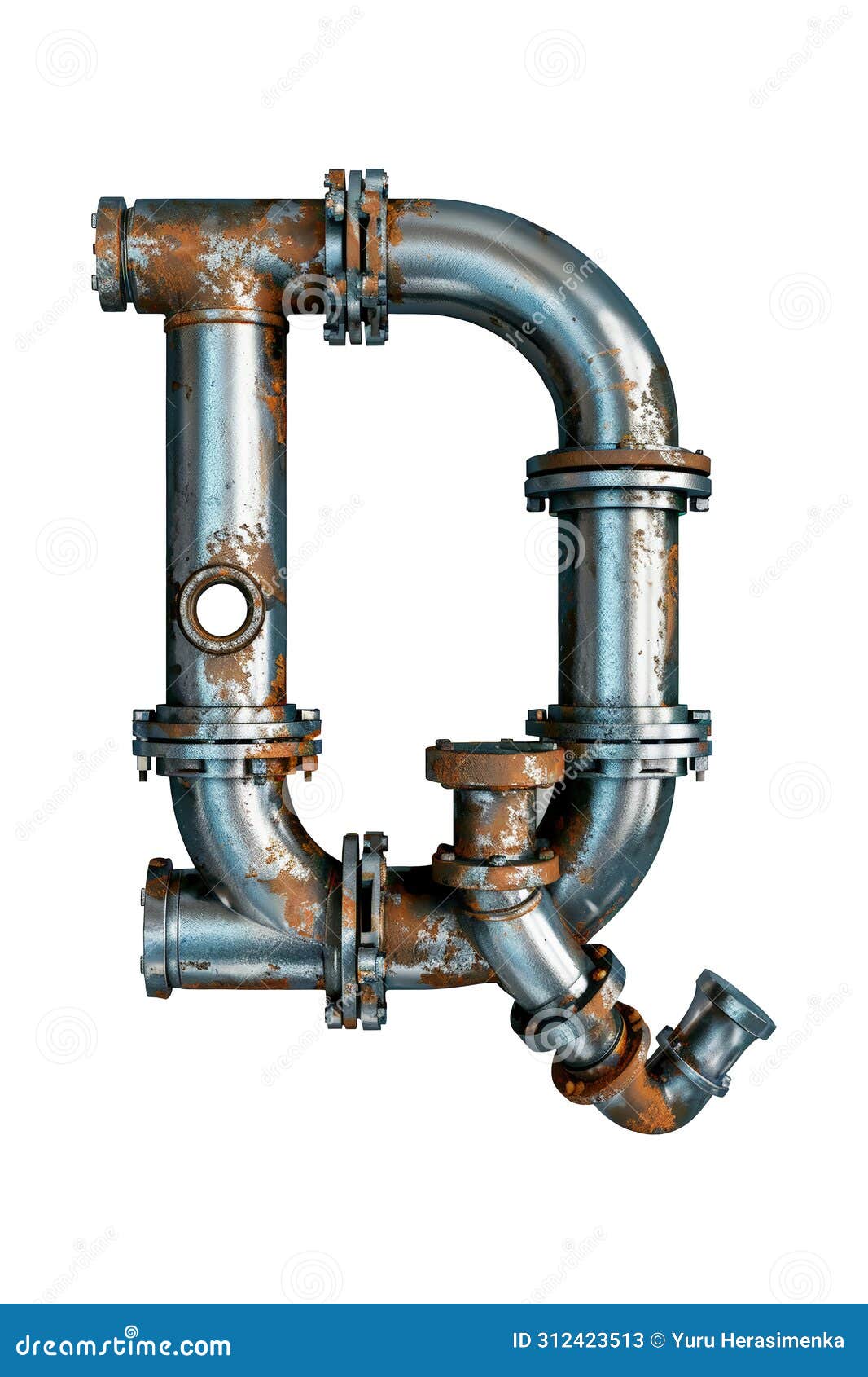 A Metal Pipe is Connected To Another Pipe, Forming the Shape of the ...