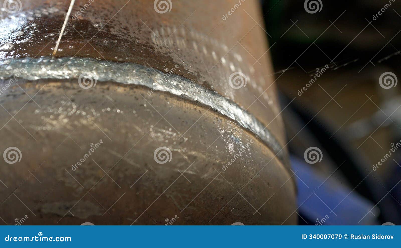 Welder Applying Water To Cool Down Metal Pipe. Stock Image - Image of ...