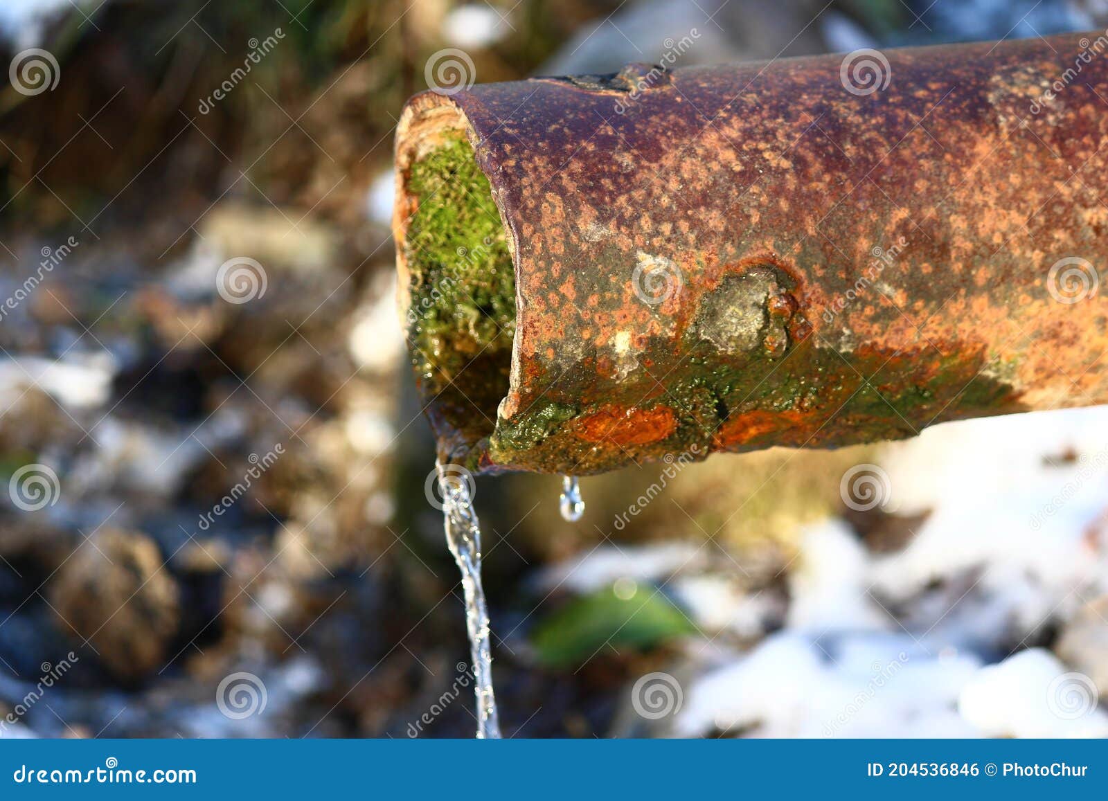 Metal Pipe with Flowing Spring Water Stock Photo - Image of juicy ...