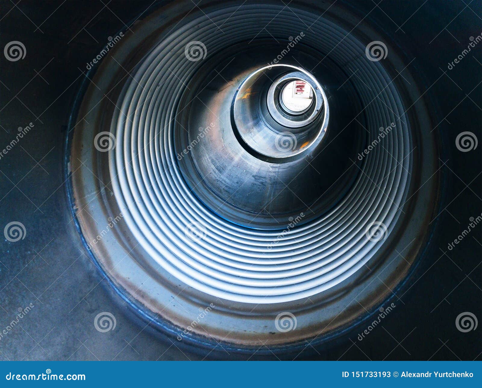 Metal pipe Inside view stock image. Image of automobile - 151733193