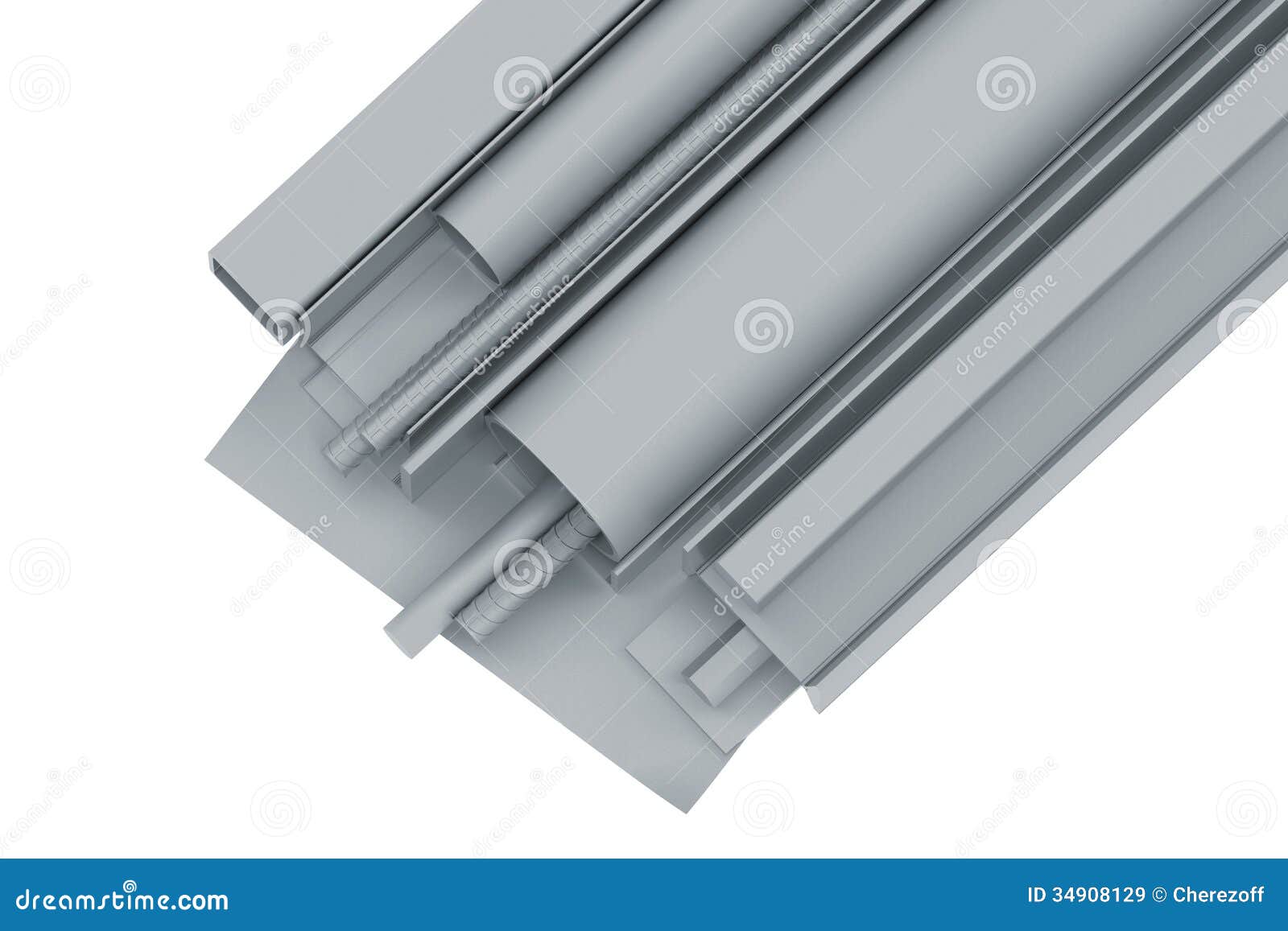 Metal Pipes, Angles, Channels, Fixtures and Sheet Stock Illustration ...