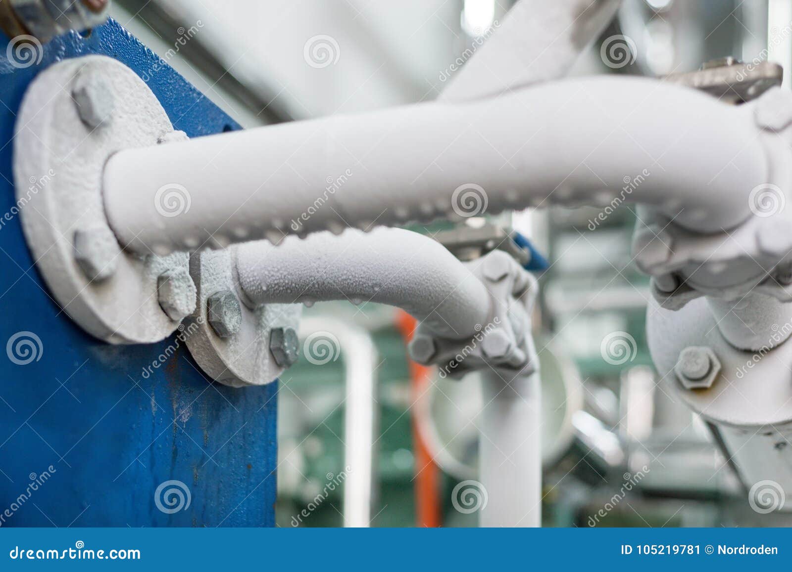 Metal Pipes Covered with a Layer of Frost. Stock Image - Image of ...