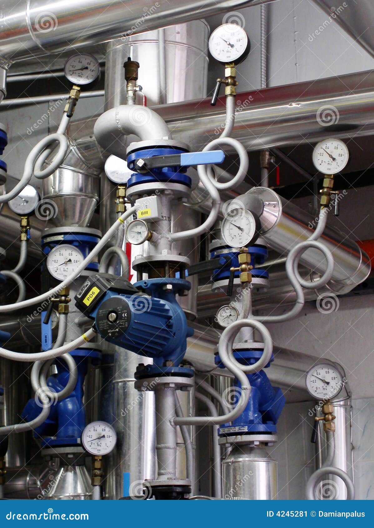 Metal Pipes with Indicators Stock Image - Image of technology, energy ...