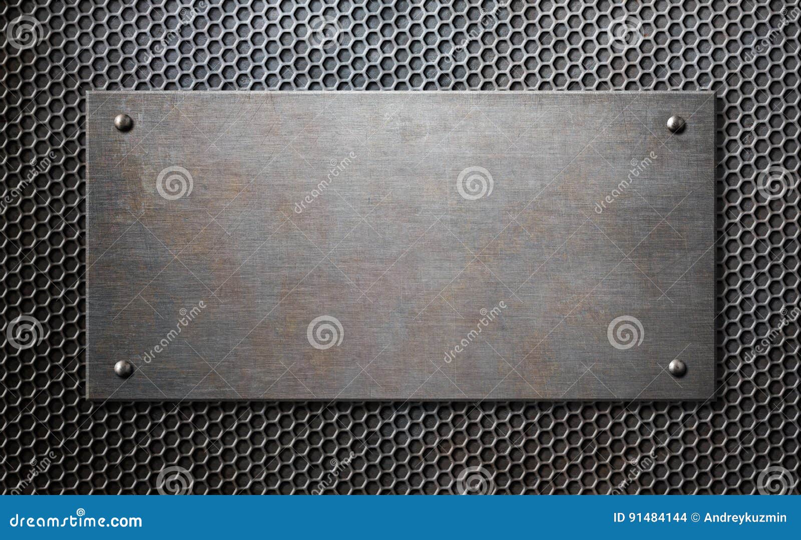 Metal Plaque with Rivets Over Comb Background 3d Illustration Stock ...