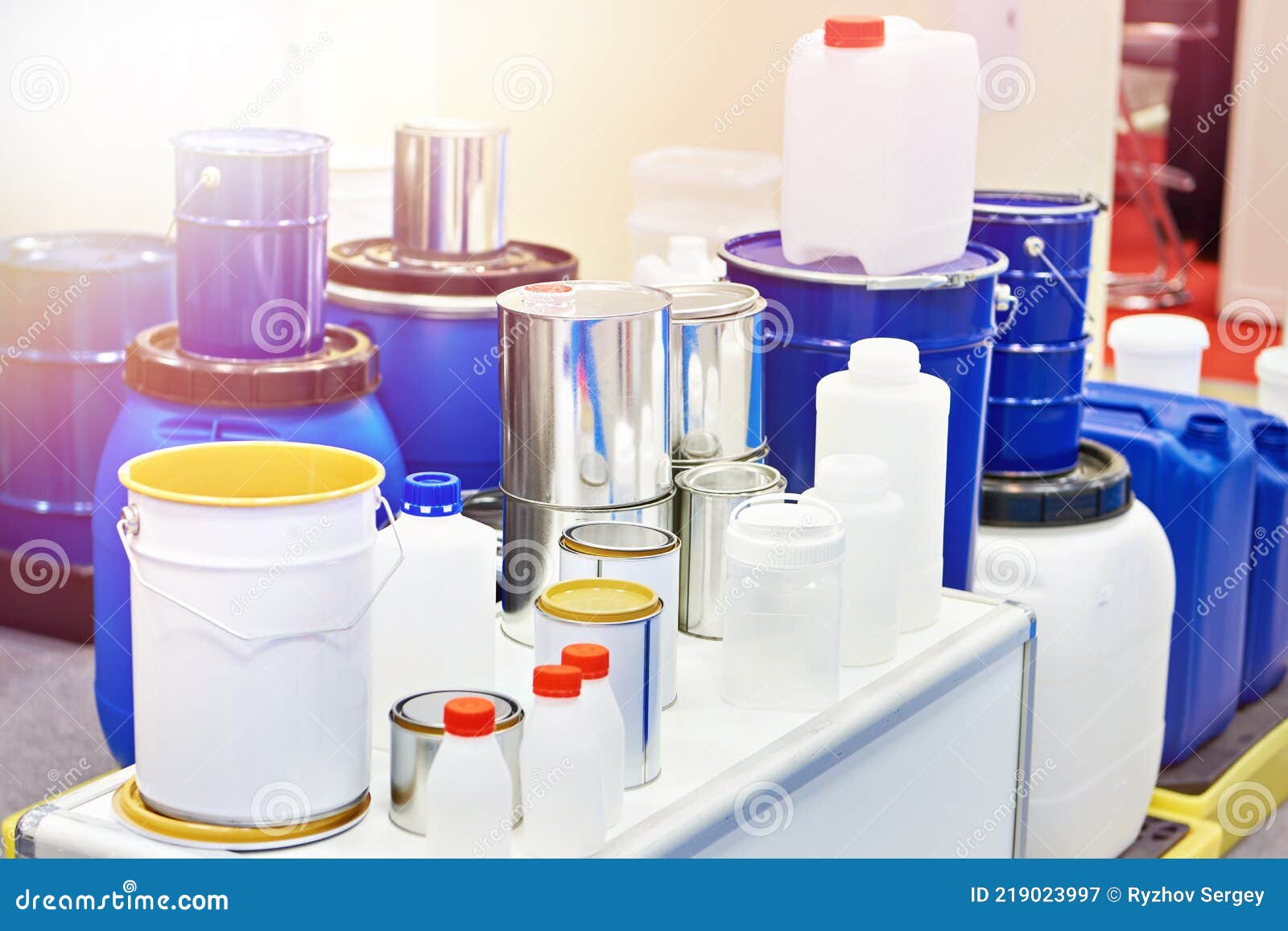 Metal and Plastic Containers for Paint Stock Image - Image of ...