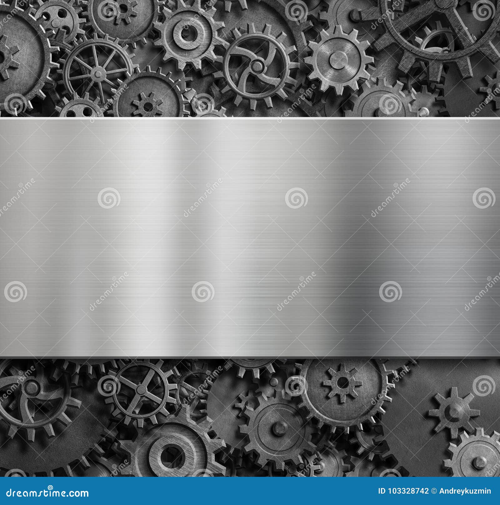 Metal Plate Background with Cogs and Gears 3d Illustration Stock ...