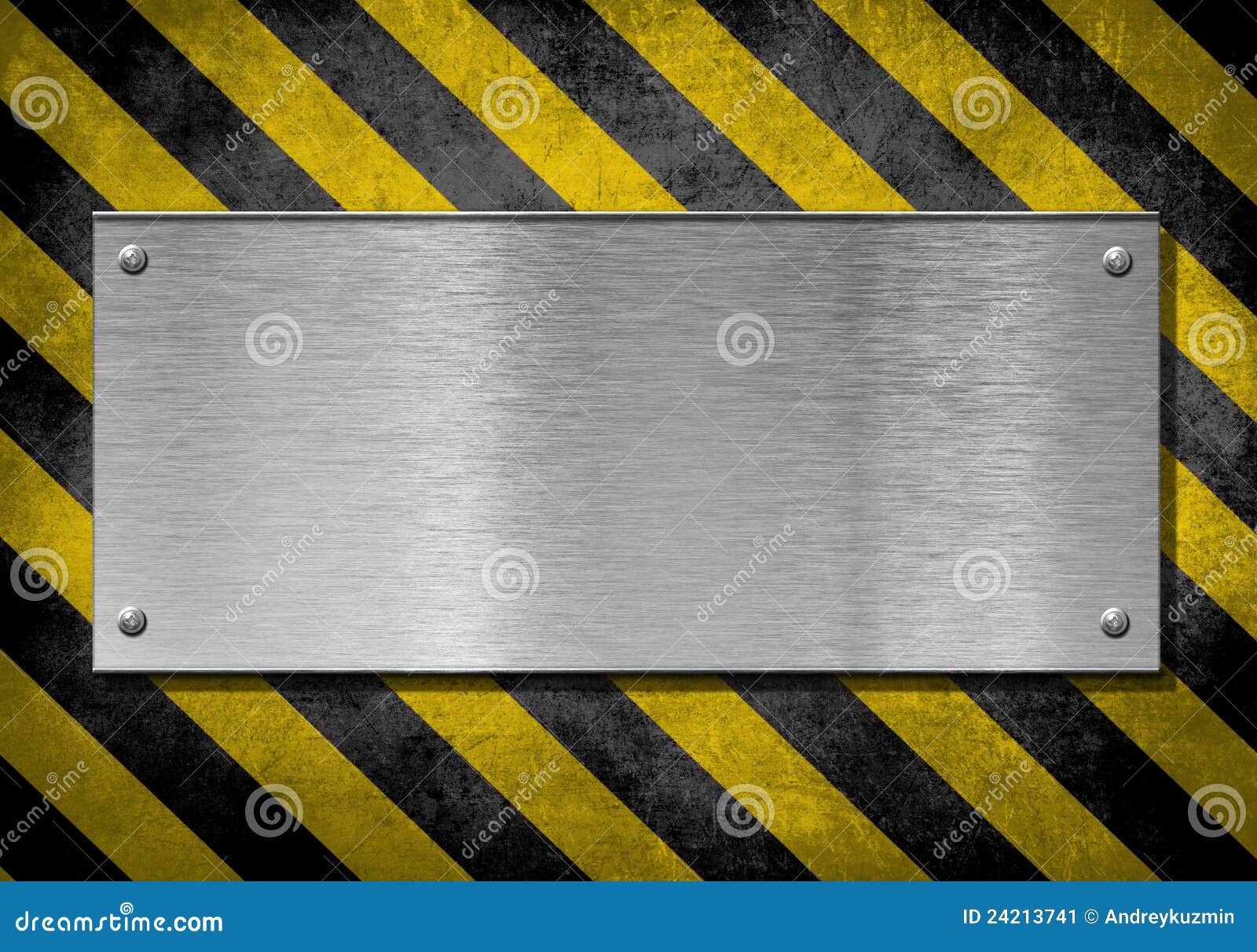 Metal Plate Background with Hazard Stripes Stock Image - Image of ...