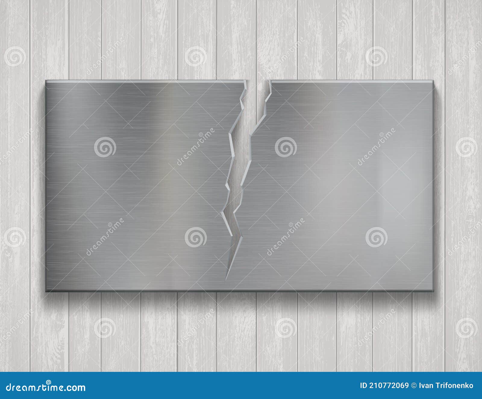 Metal Plate with a Crack on a Wooden Background Stock Vector ...
