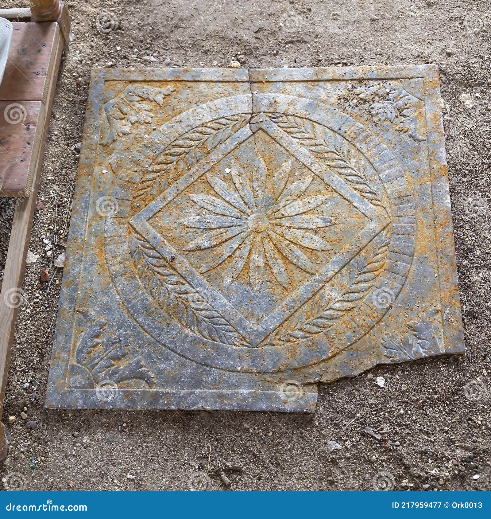 Metal plate with a pattern stock image. Image of decorative - 217959477