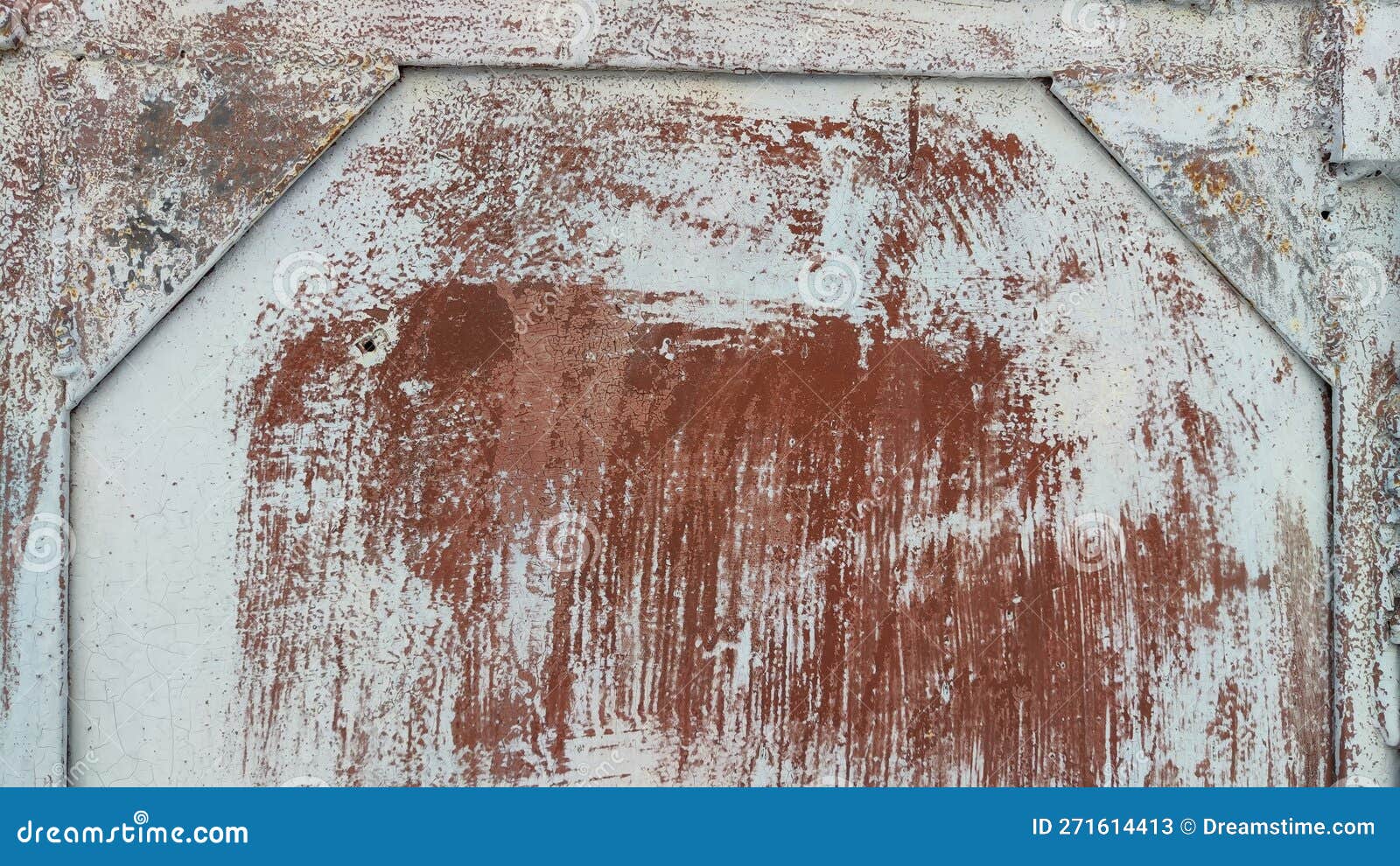 A Metal Plate with Red Rust and White Paint. Background and Texture ...