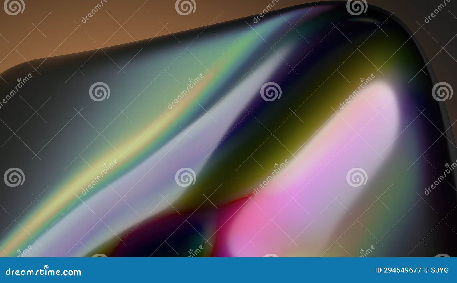 Metal Plate Rounded Corner Bevel Rainbow Reflection Elegant Modern 3D ...