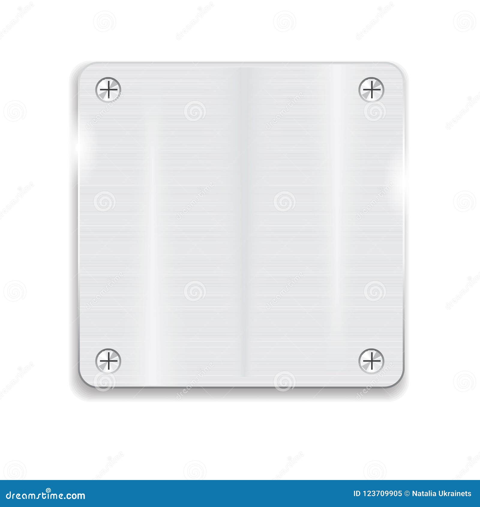 Metal plate with screws stock vector. Illustration of texture - 123709905