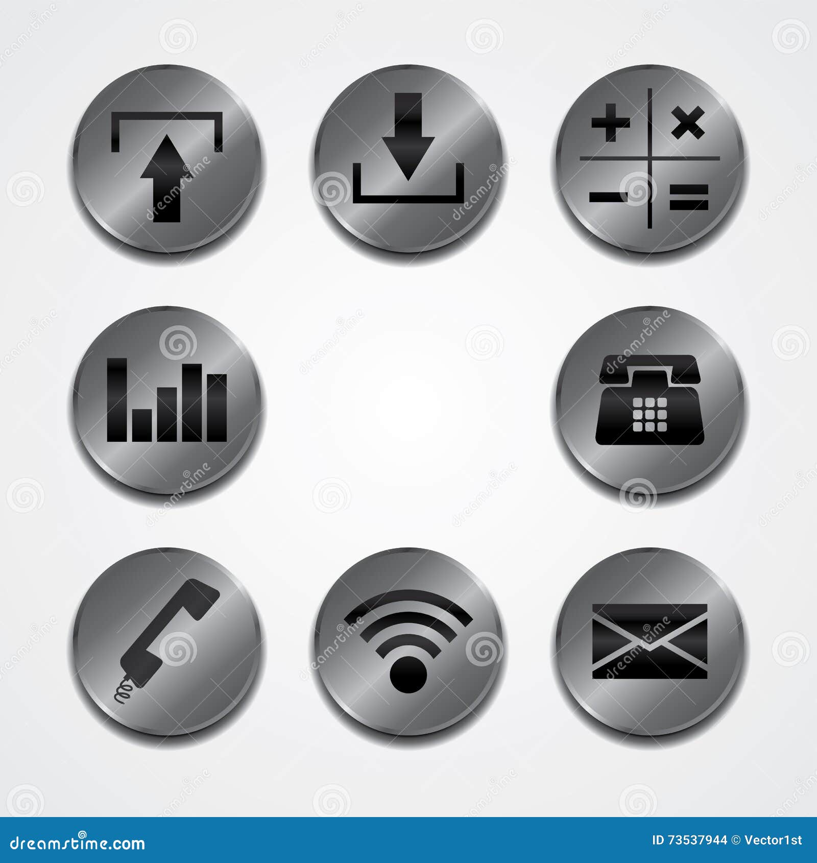 Metal Plate Theme Icon Button Set Stock Vector - Illustration of plate ...