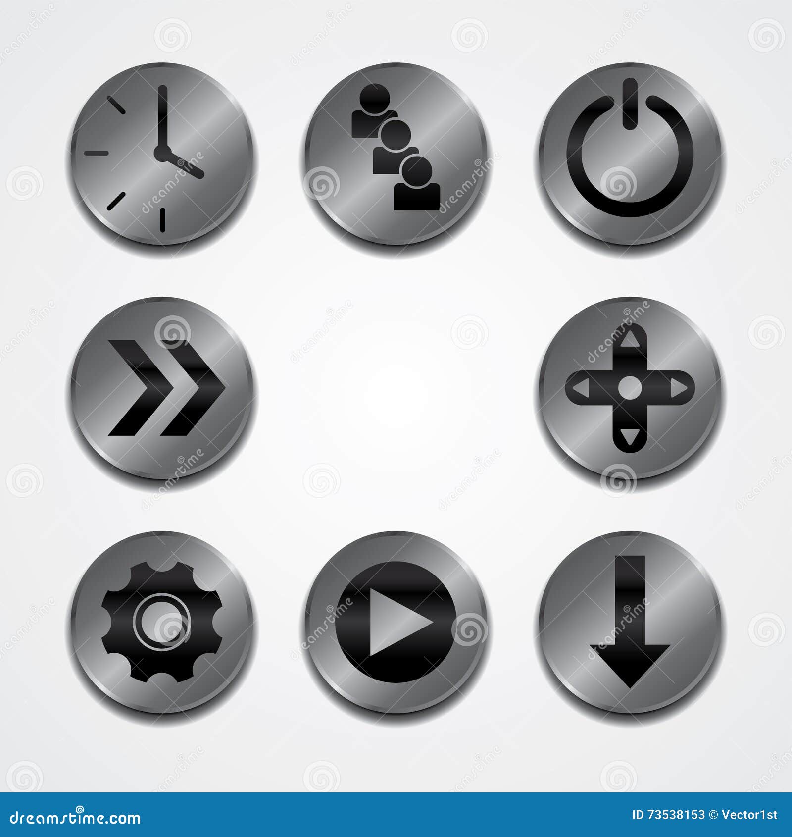 Metal Plate Theme Icon Button Set Stock Vector - Illustration of icon ...